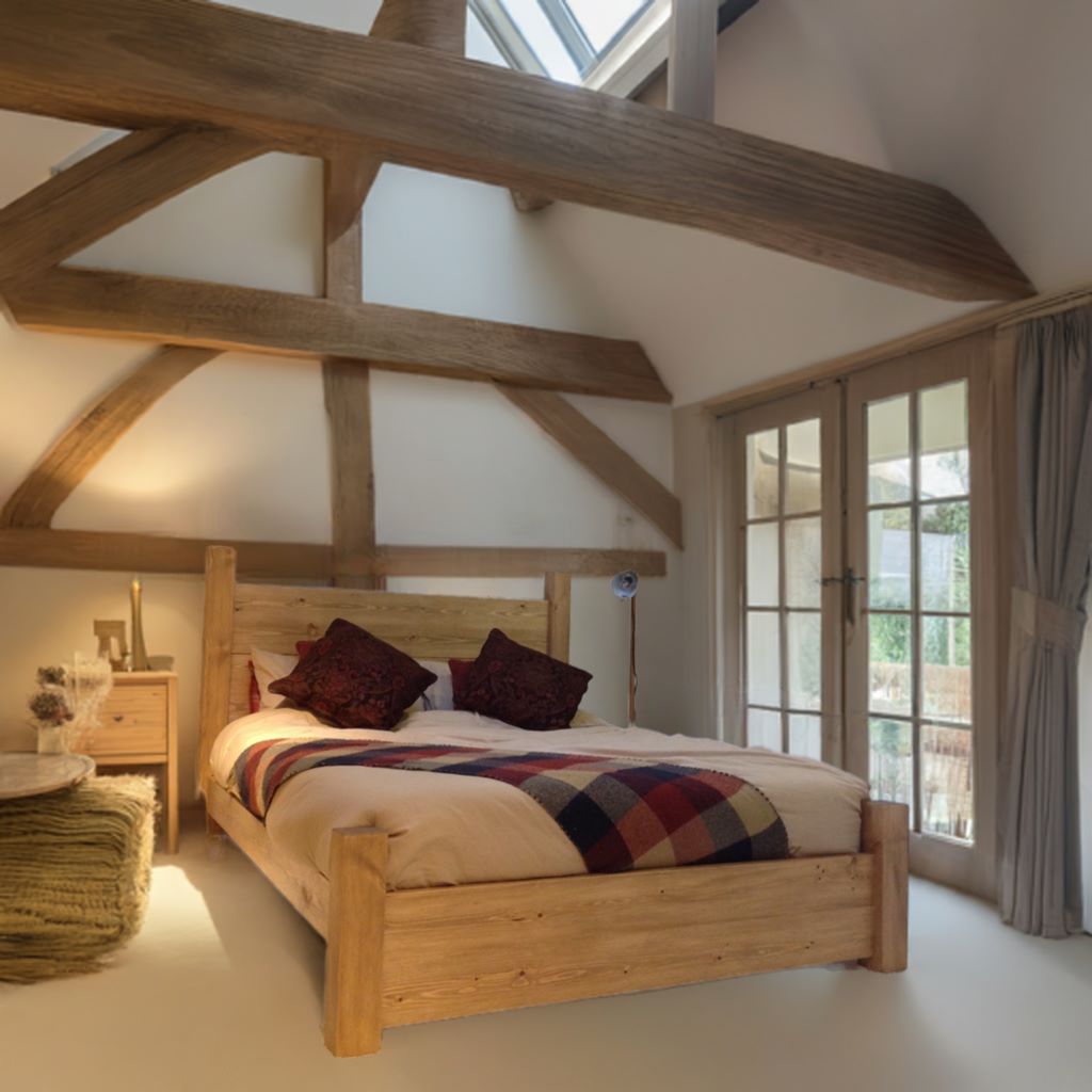 Chunky Pine Plank Double Bed - 4 ft 6 – Planked